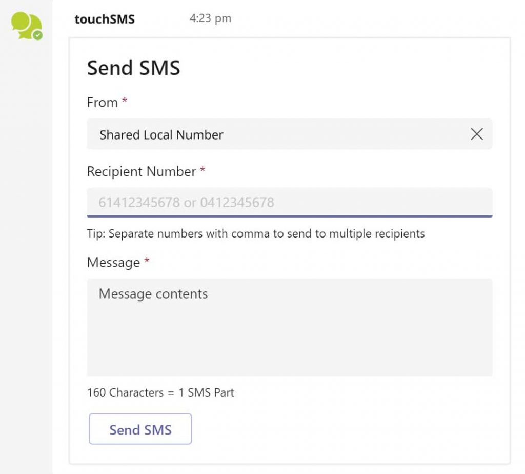 SMS for Microsoft Teams - Microsoft Teams SMS Integration - touchSMS