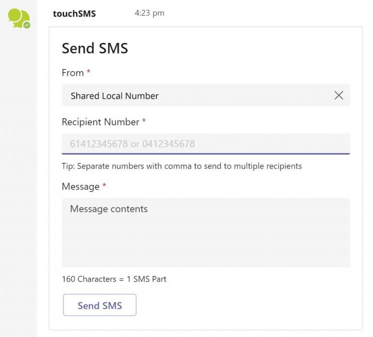 SMS for Microsoft Teams - Microsoft Teams SMS Integration - touchSMS